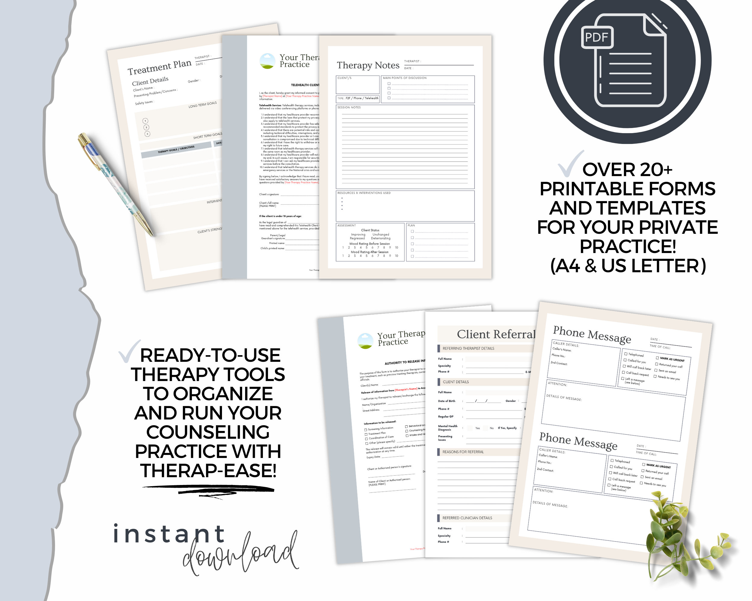 Counseling Forms & Paperwork Bundle, Therapist Paperwork Bundle, Forms ...