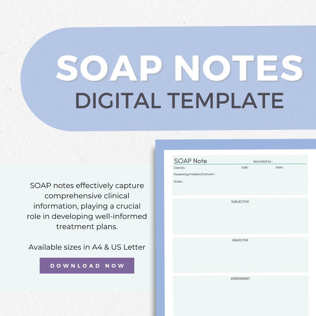 SOAP Notes Digital Template, Effective Note-taking Tool for Therapists ...