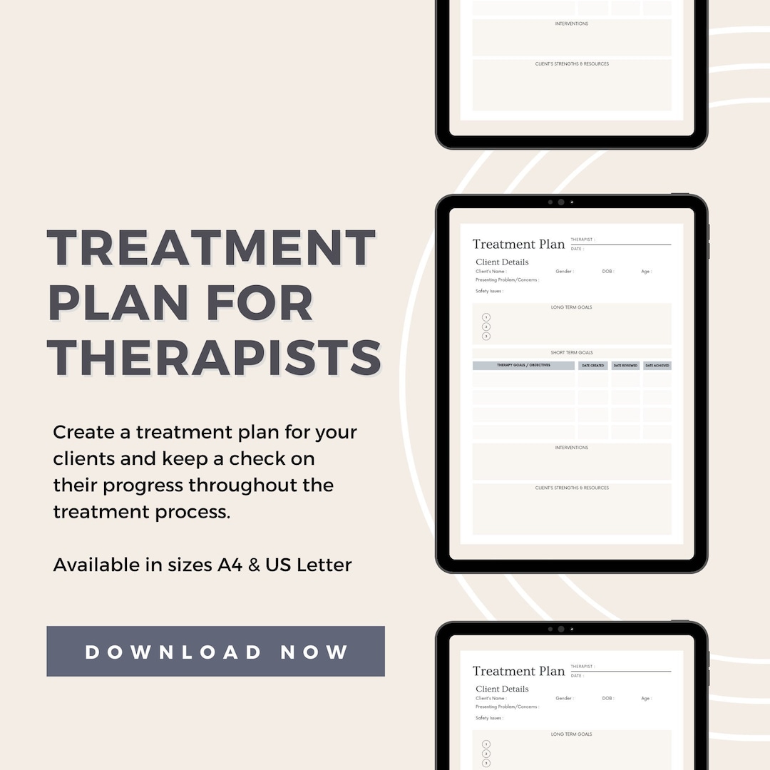 Client Treatment Plan, Digital Template for Psychologists & Therapists ...