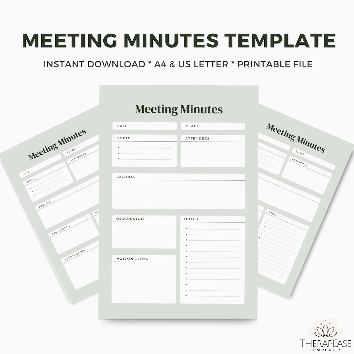 Meeting Minutes Digital Template, Therapy Supervision Notes, Work ...
