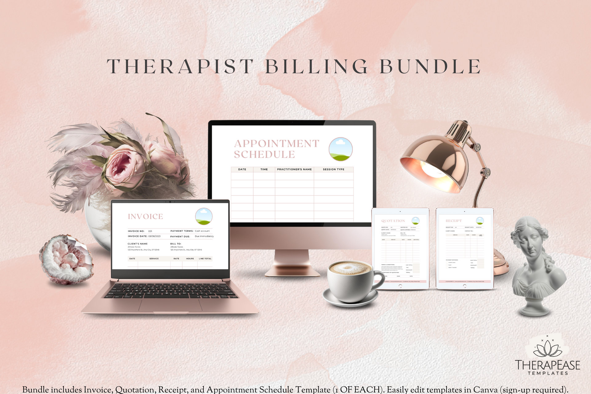 Therapist Billing Template Bundle, Invoice, Quotation, Receipt ...