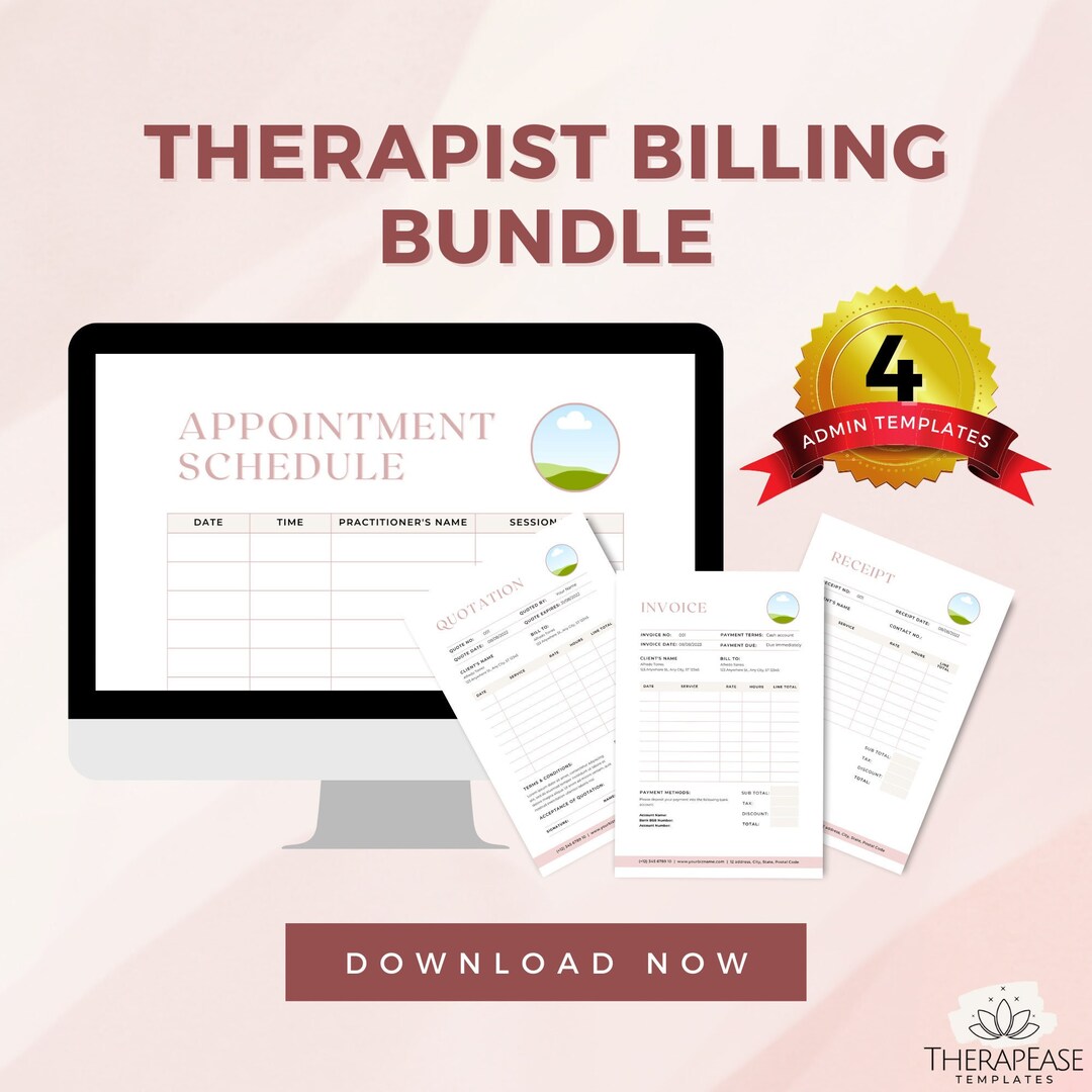 Therapist Billing Template Bundle, Invoice, Quotation, Receipt ...