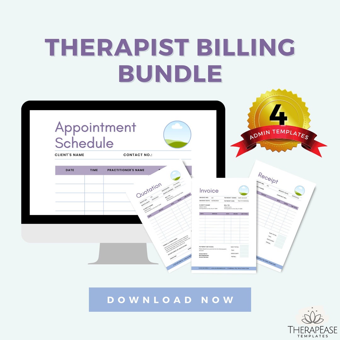 Therapist Billing Template Bundle, Invoice, Quotation, Receipt ...