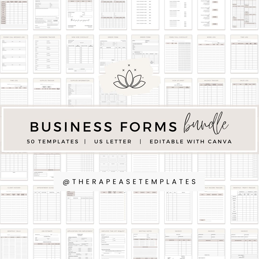Business Forms Bundle, Small Business Owner, Private Practice Forms ...