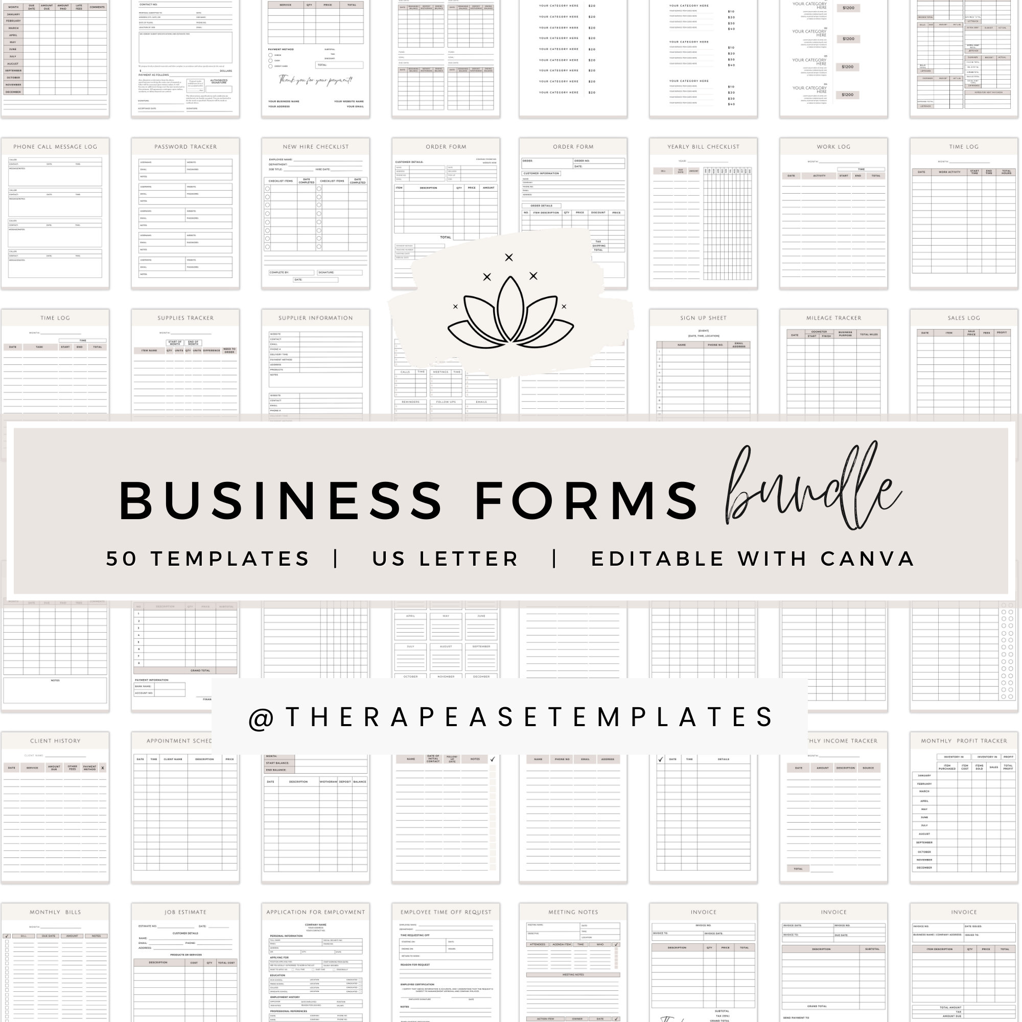 Business Forms Bundle, Small Business Owner, Private Practice Forms ...
