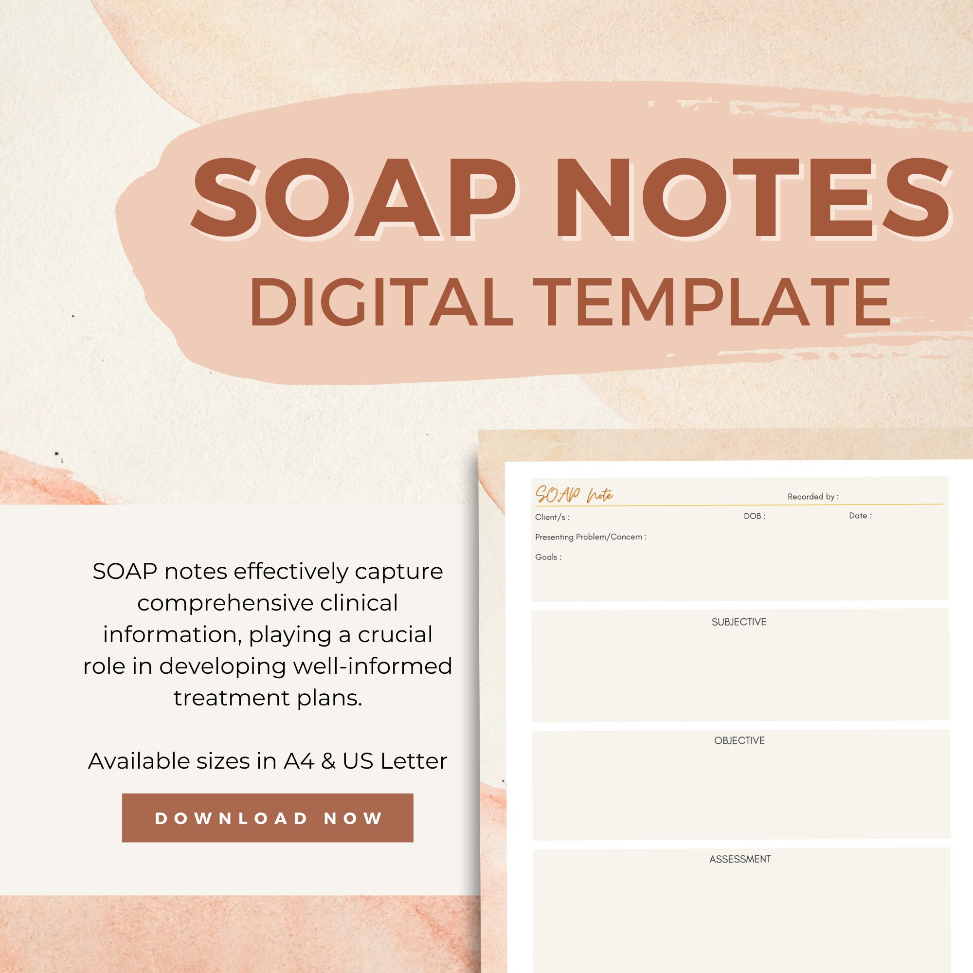SOAP Notes Digital Template, Effective Note-taking Tool for Therapists ...