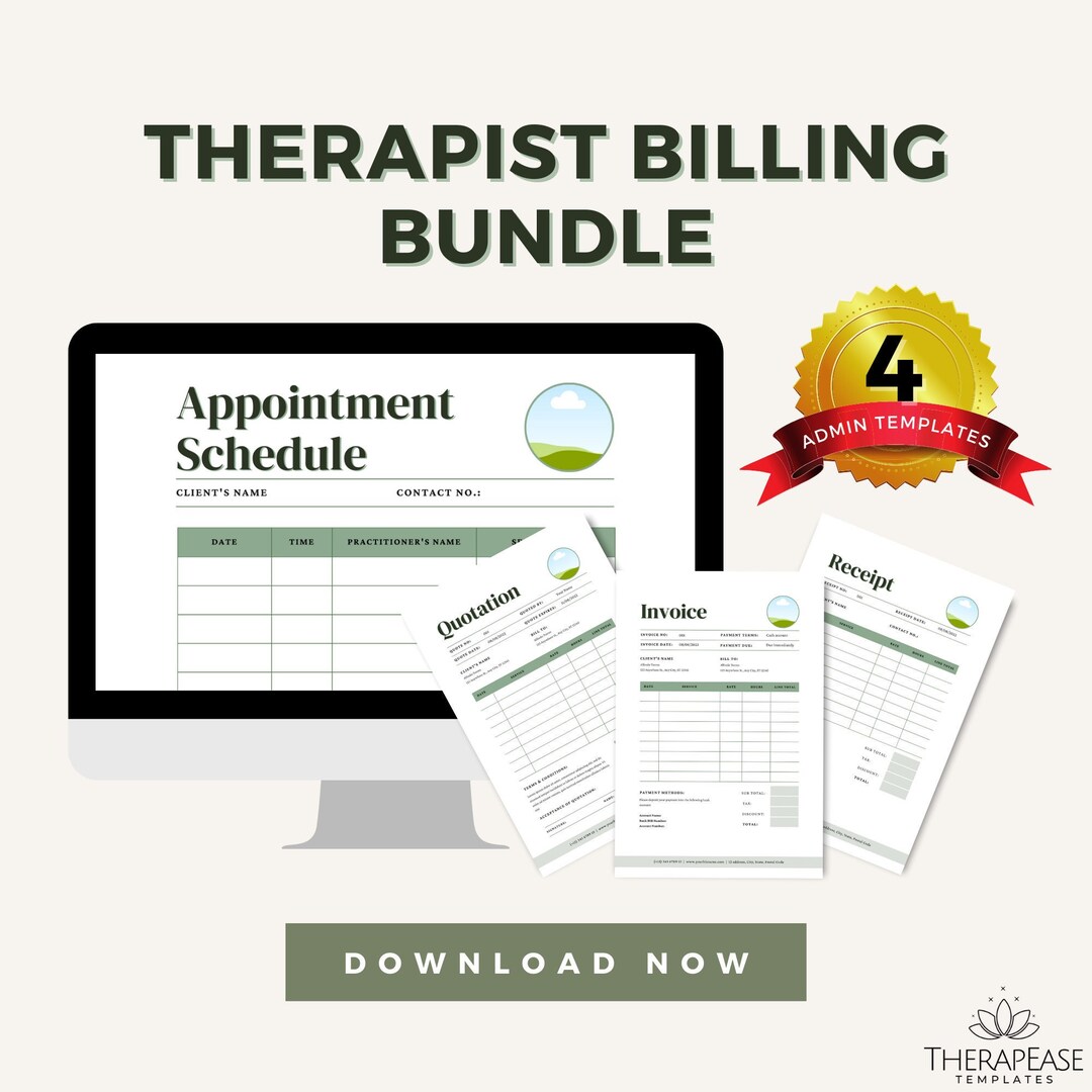 Therapist Billing Template Bundle, Invoice, Quotation, Receipt ...