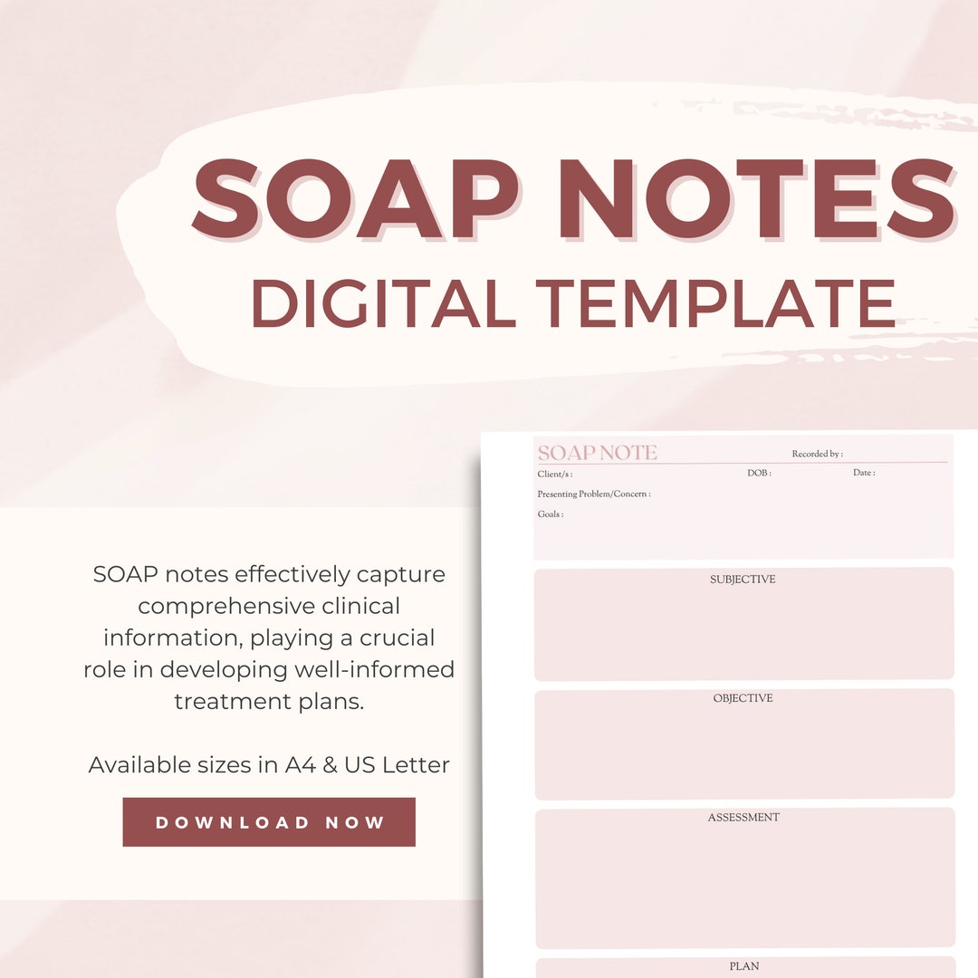 SOAP Notes Digital Template, Effective Note-taking Tool for Therapists ...