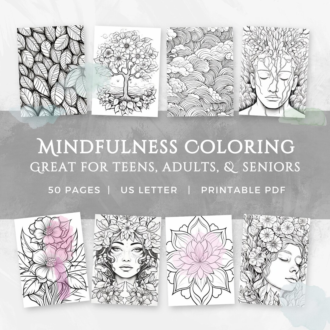 Mindfulness Coloring Book for Relaxation, Mindful Coloring Pages for ...