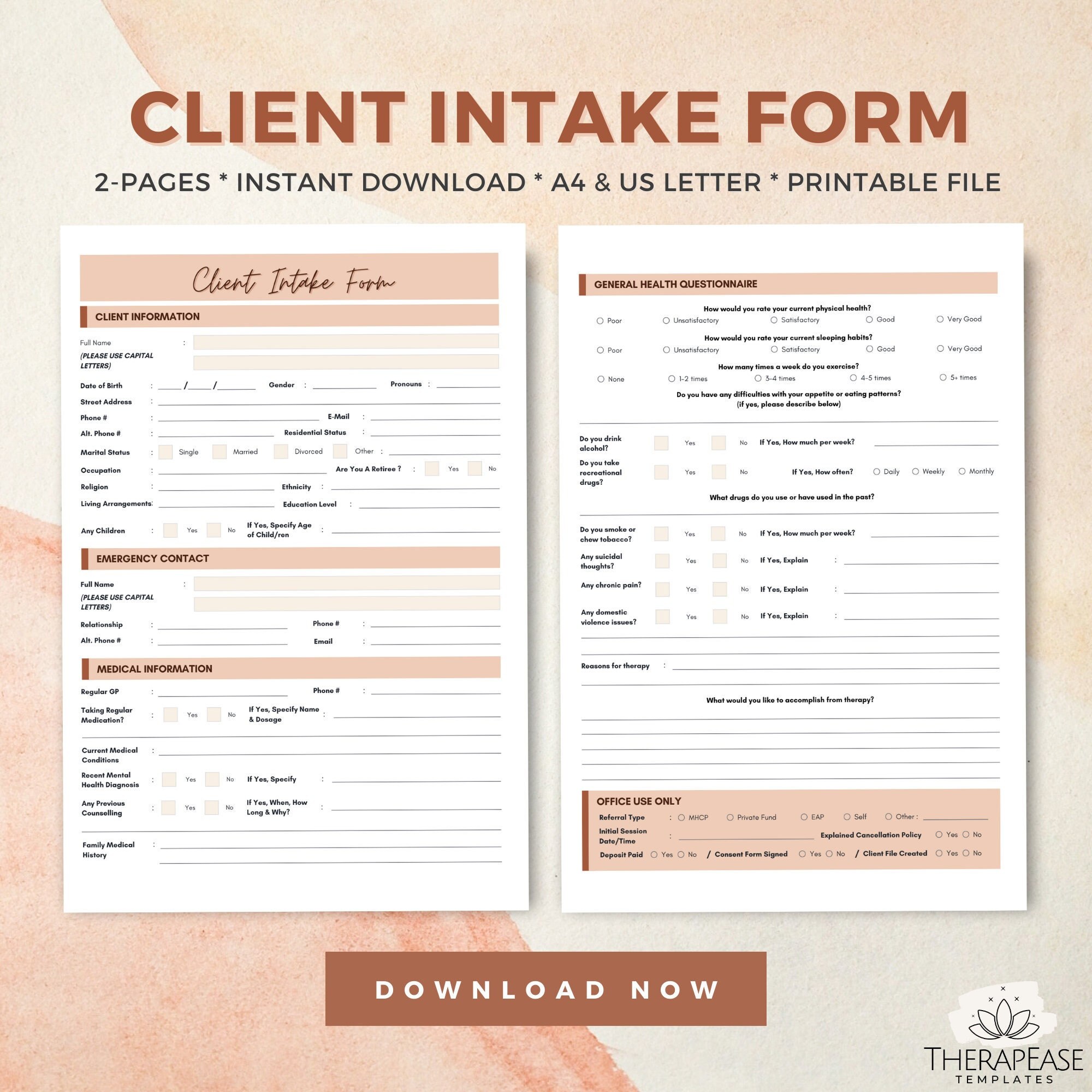 Client Intake Form Digital Template, Therapy Signup Form, Therapy ...