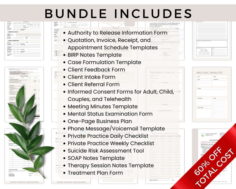 Counseling Forms & Paperwork Bundle, Therapist Paperwork Bundle, Forms ...