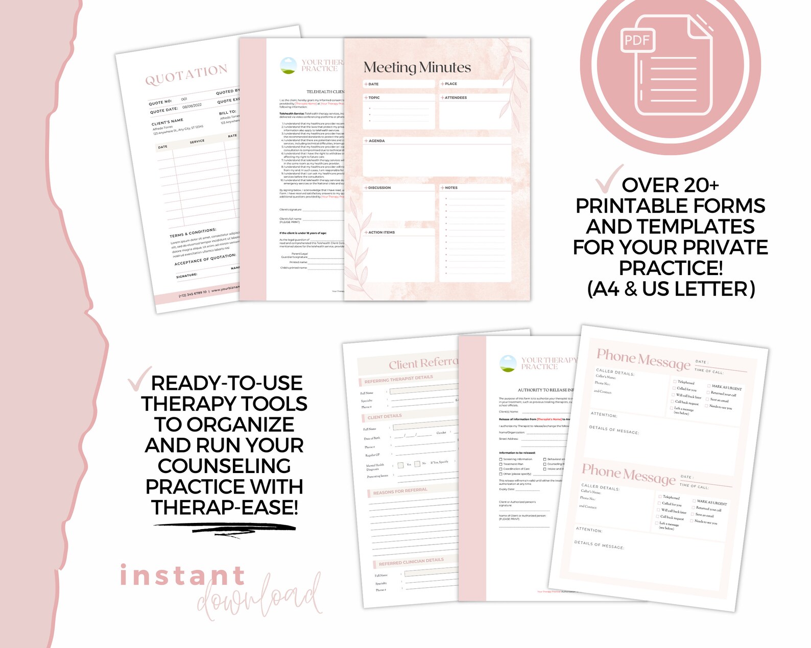 Counseling Forms & Paperwork Bundle, Therapist Paperwork Bundle, Forms ...