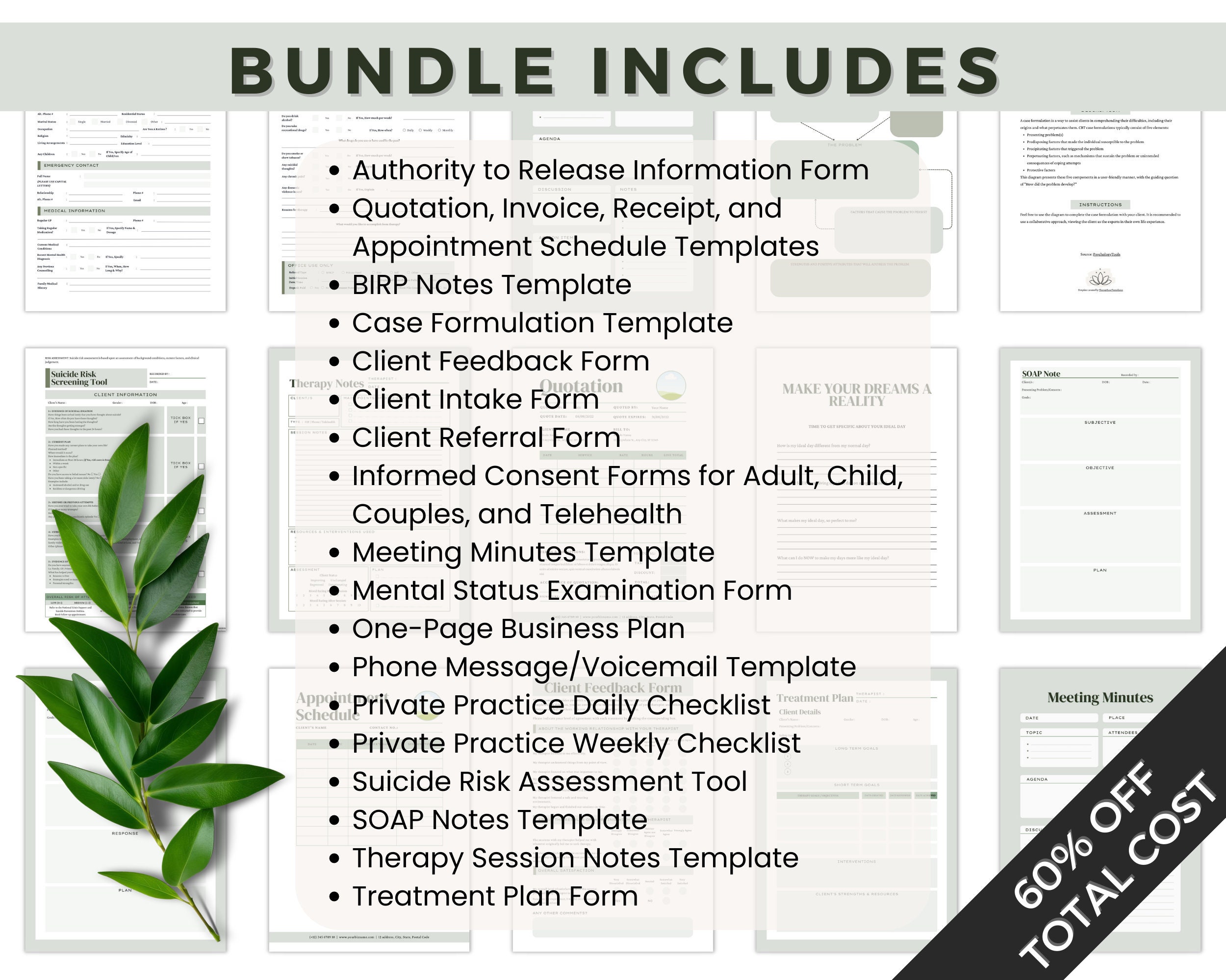 Counseling Forms & Paperwork Bundle, Therapist Paperwork Bundle, Forms ...