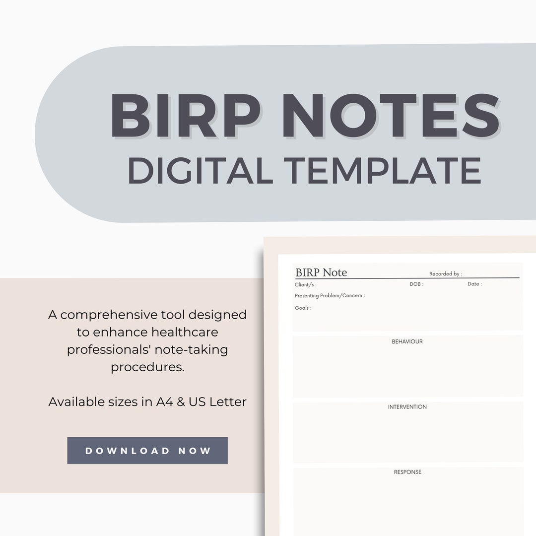BIRP Notes Digital Template, Effective Note-taking Tool for Therapists ...