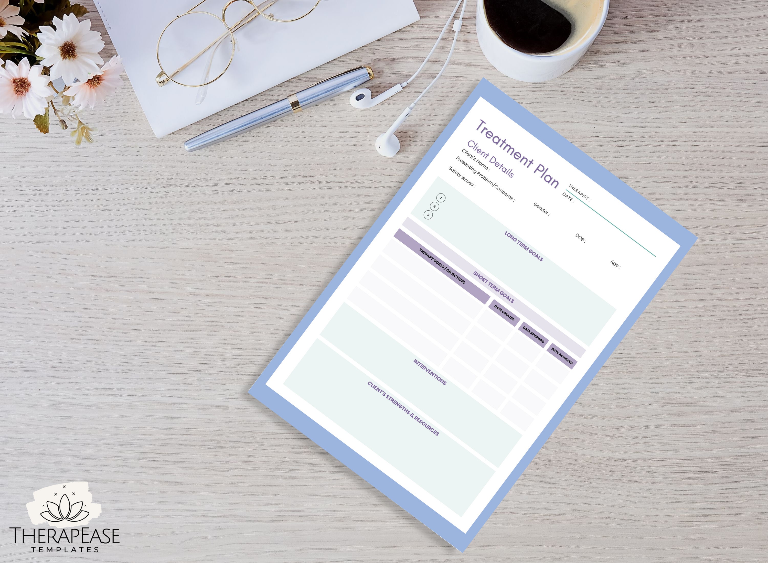 Client Treatment Plan, Digital Template for Psychologists & Therapists ...
