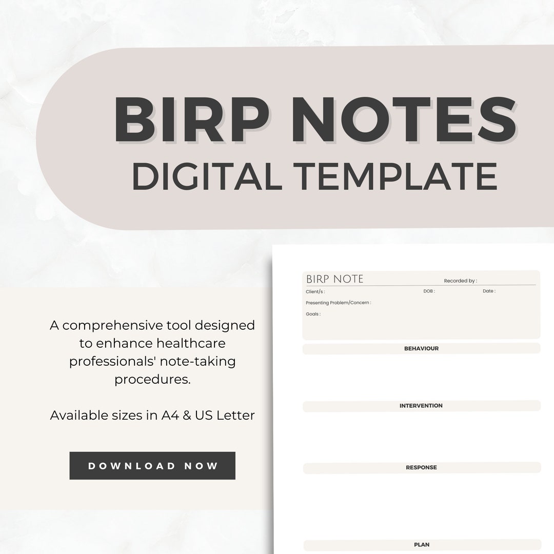 BIRP Notes Digital Template, Effective Note-taking Tool for Therapists ...