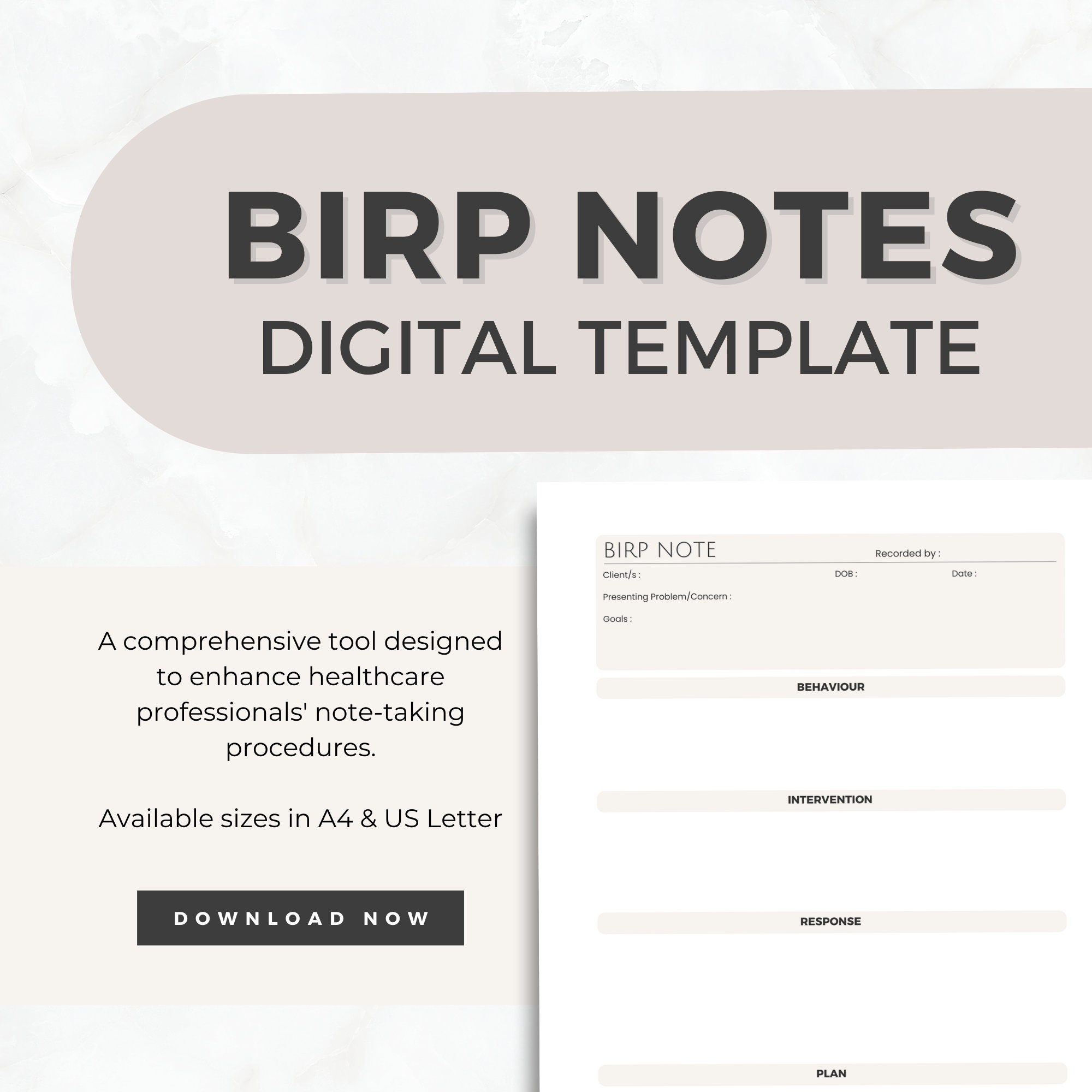 BIRP Notes Digital Template, Effective Note-taking Tool for Therapists ...