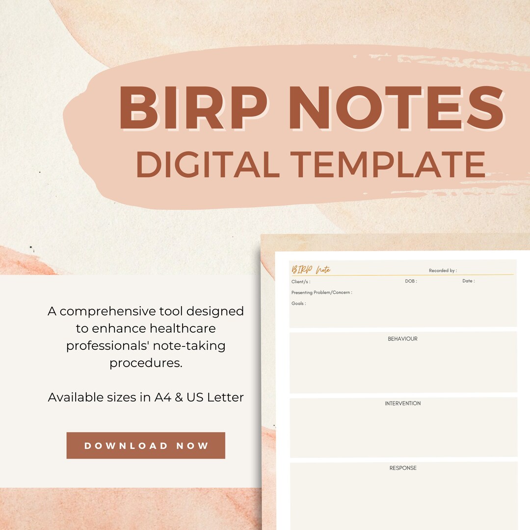 BIRP Notes Digital Template, Effective Note-taking Tool for Therapists ...