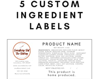 Custom Cottage Food/home Bakery Ingredient Label - Etsy