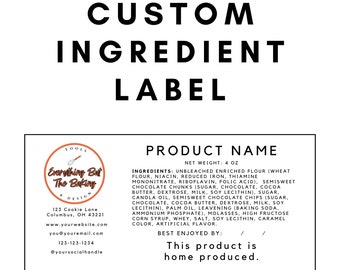 Custom Cottage Food/home Bakery Ingredient Label - Etsy