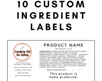 Custom Cottage Food/home Bakery Ingredient Label - Etsy