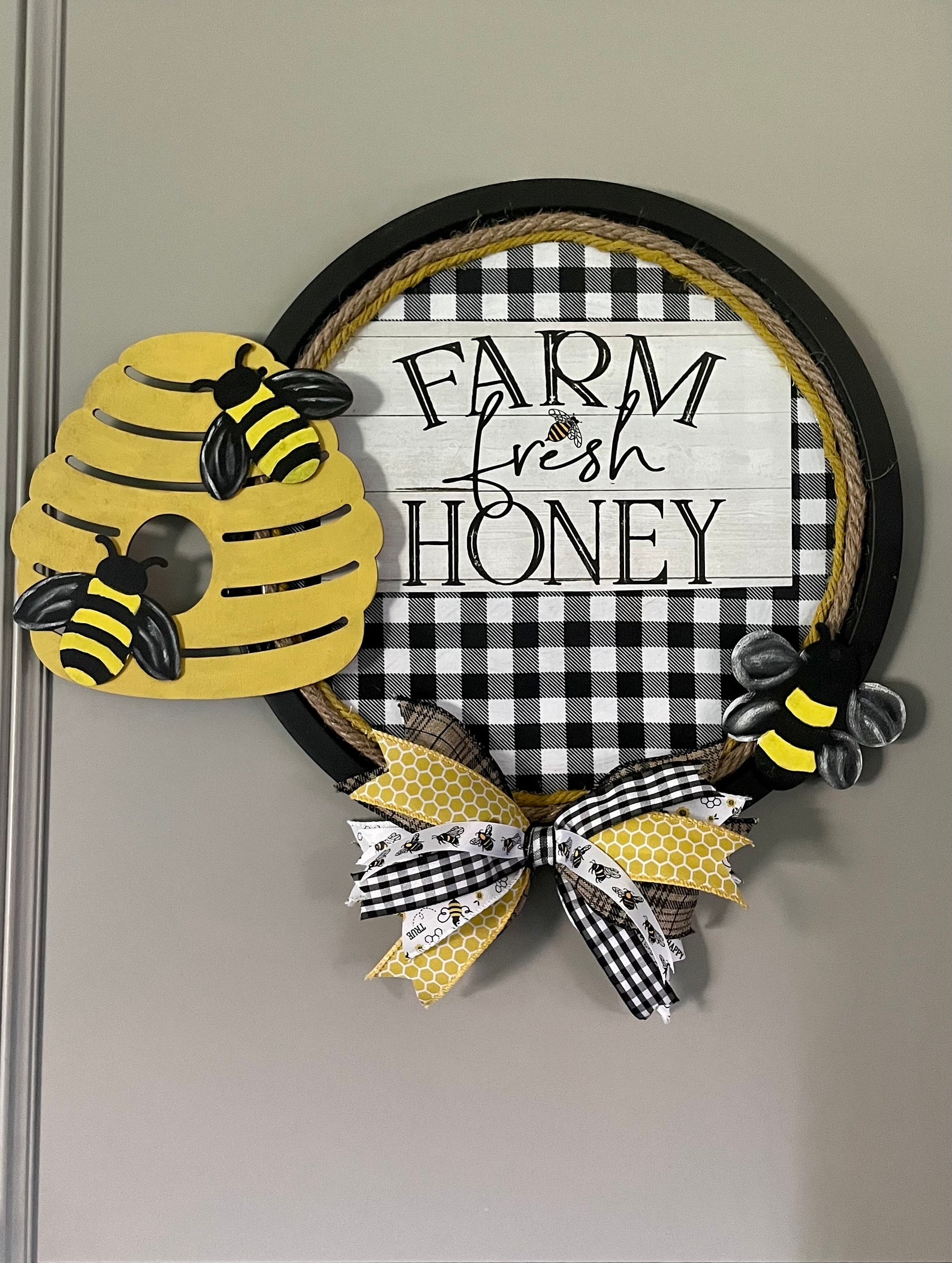 Farm Fresh Honey Wreath Wall Hanging Sign Door Hanging - Etsy
