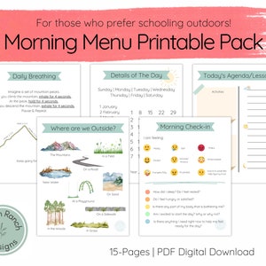 Outdoor Morning Menu Pages, Homeschool Morning Menu, Circle Time ...