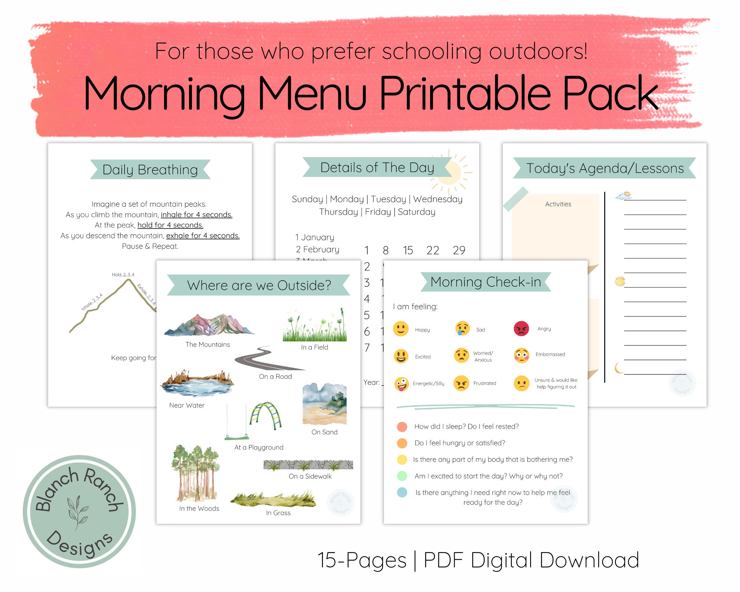 Outdoor Morning Menu Pages, Homeschool Morning Menu, Circle Time ...