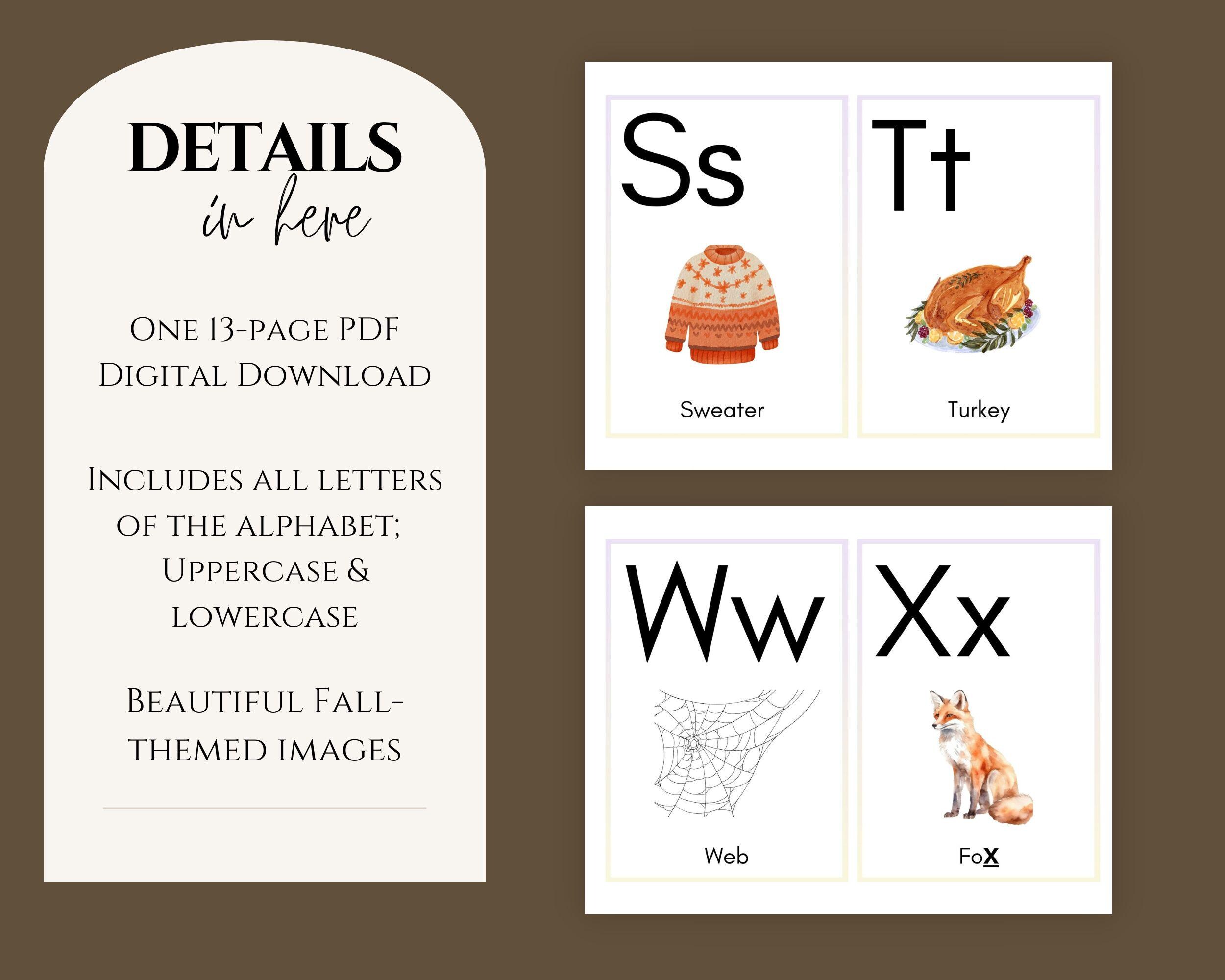 Autumn Theme Alphabet Cards, Autumn Alphabet, Letter Cards - Etsy