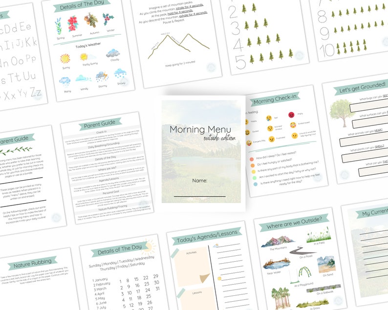 Outdoor Morning Menu Pages Homeschool Morning Menu Circle - Etsy