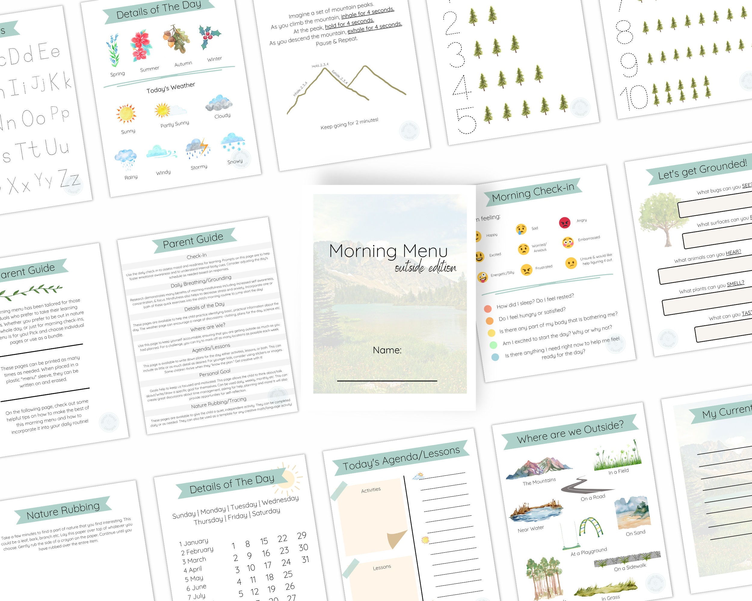 Outdoor Morning Menu Pages Homeschool Morning Menu Circle - Etsy