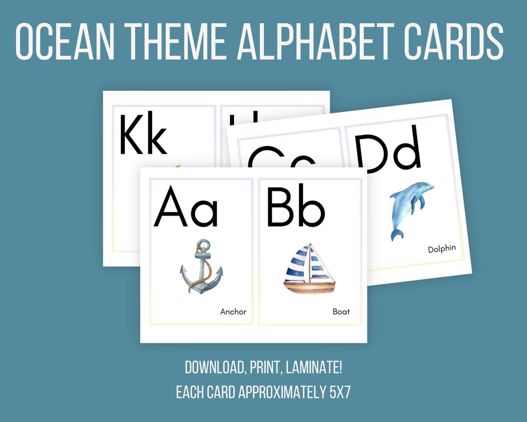 Ocean Theme Alphabet Cards, Letter Cards - Etsy