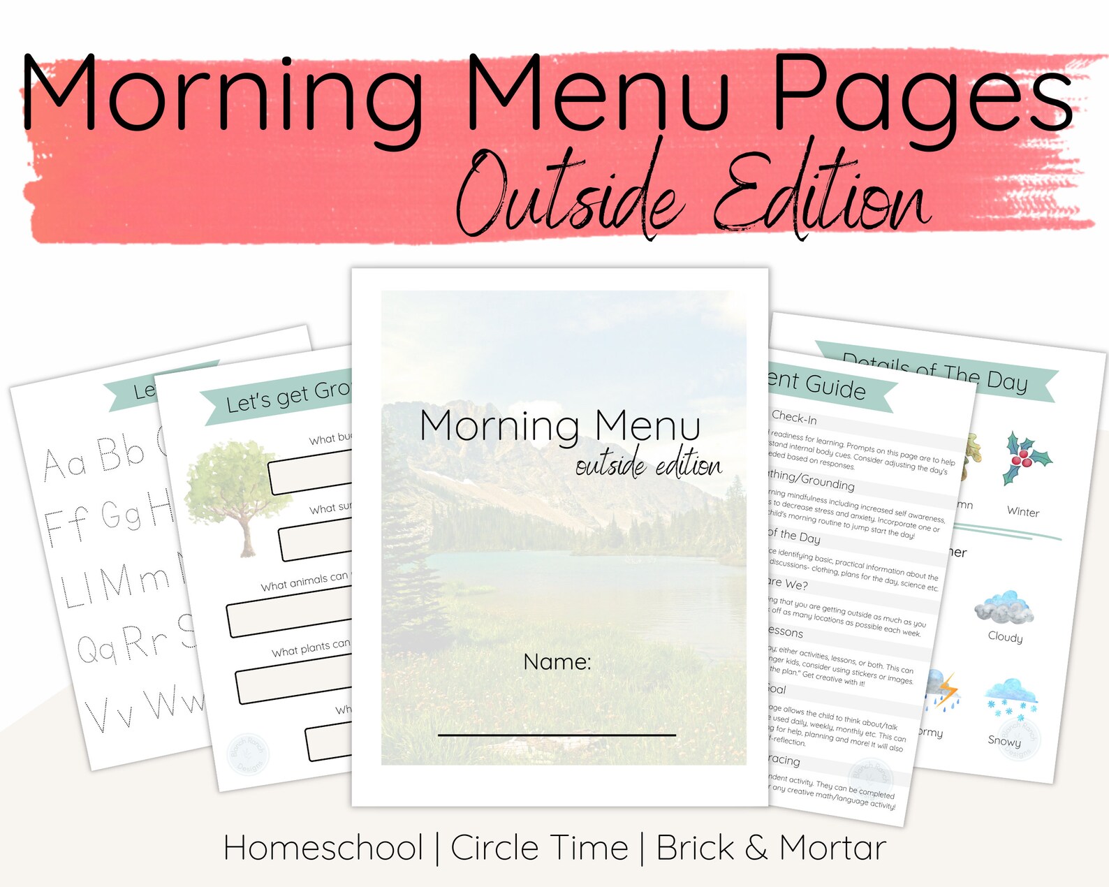 Outdoor Morning Menu Pages, Homeschool Morning Menu, Circle Time ...