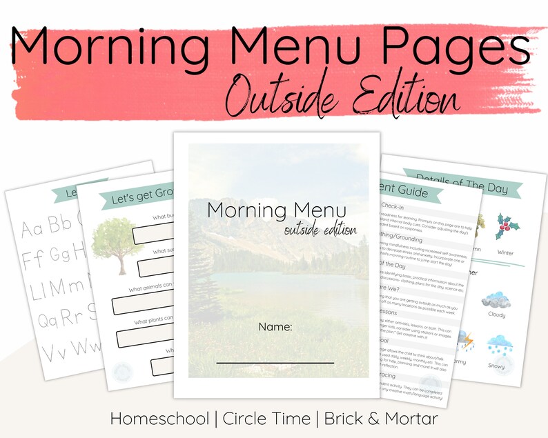 Outdoor Morning Menu Pages, Homeschool Morning Menu, Circle Time ...