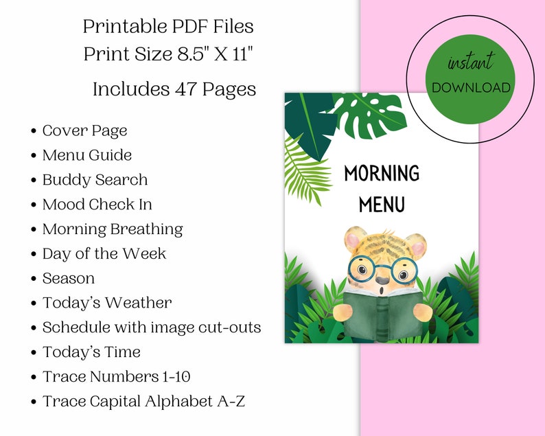 Preschool Morning Menu: Toddler Circle Time (PDF Download) - Etsy