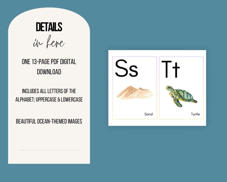 Ocean Theme Alphabet Cards, Letter Cards - Etsy