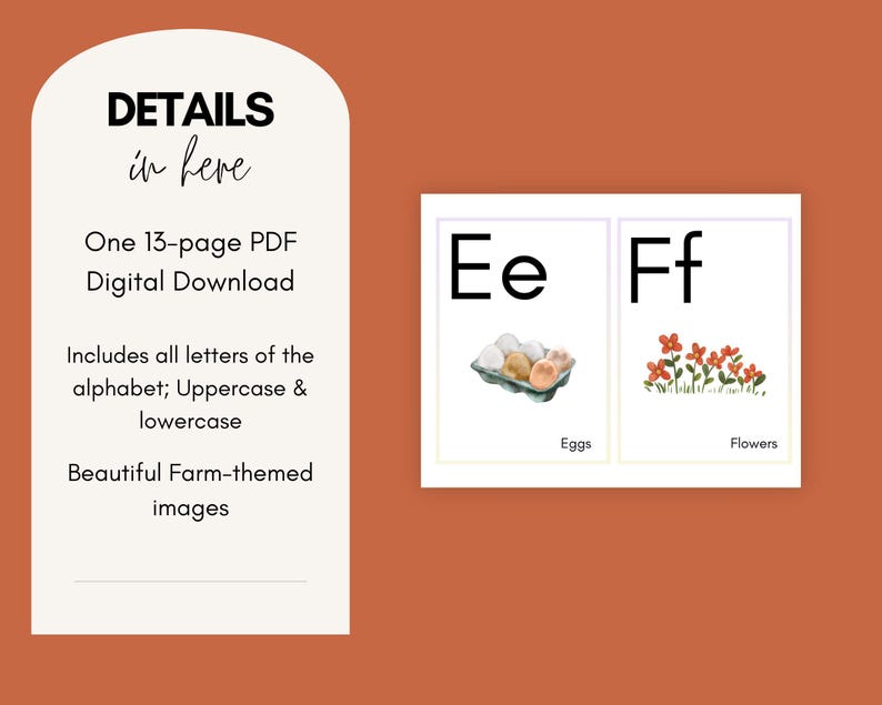 Alphabet Letter Cards, Farm Theme - Etsy