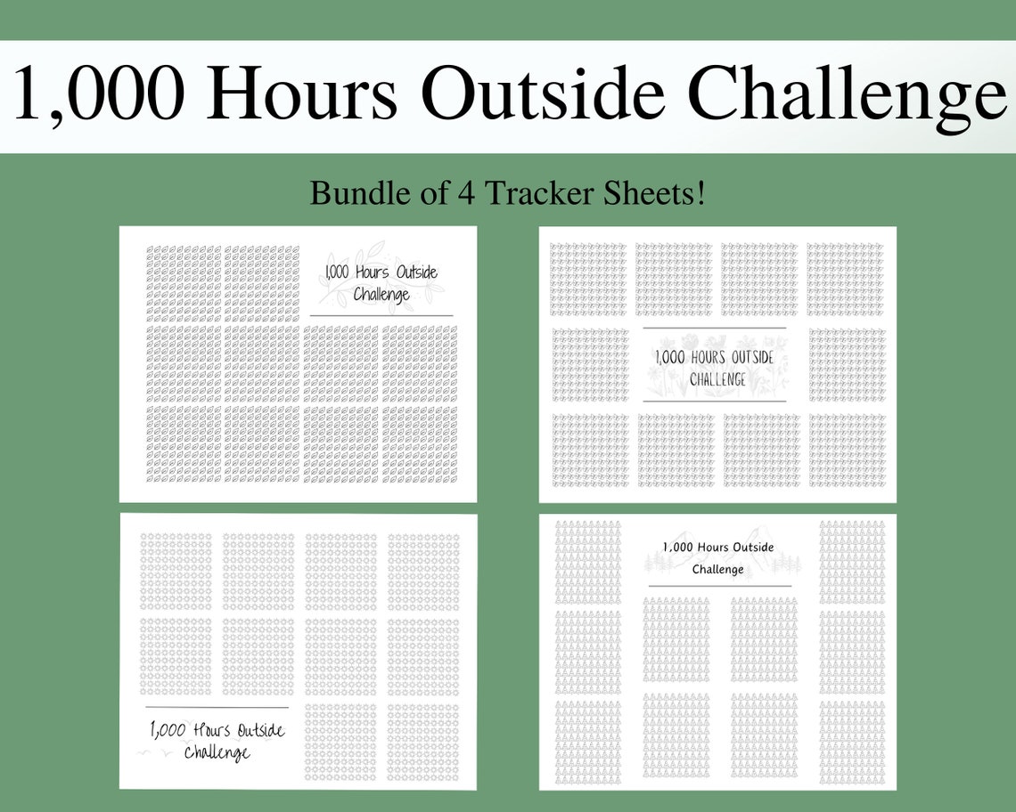 1000 Hours Outside Challenge, Outdoor Challenge, Hours Outside Tracker ...