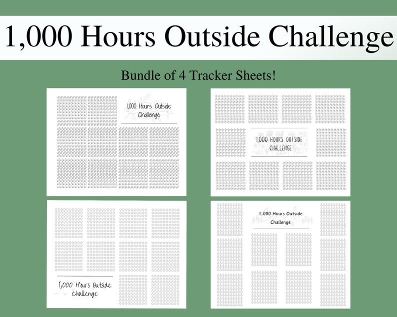 1000 Hours Outside Challenge, Outdoor Challenge, Hours Outside Tracker - Etsy