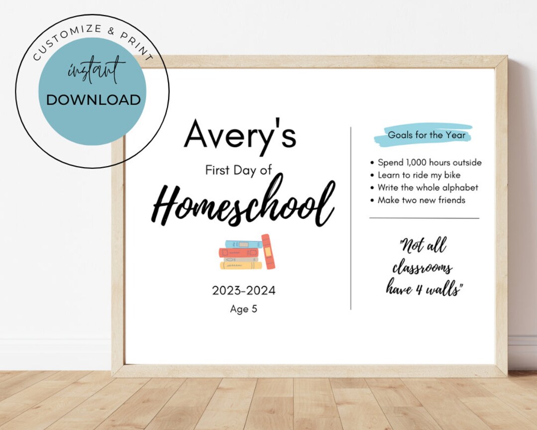 Editable First Day of Homeschool Sign: Printable Keepsake (PDF) - Etsy