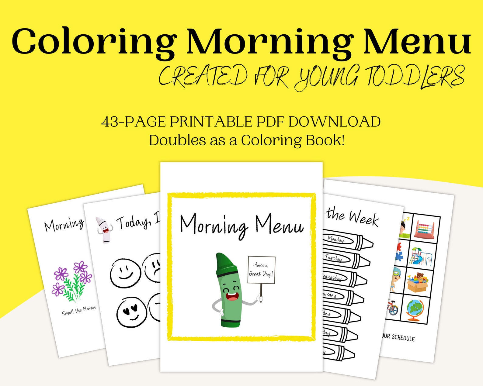 Coloring Morning Menu, Homeschool Morning Menu, Preschool Morning Menu ...