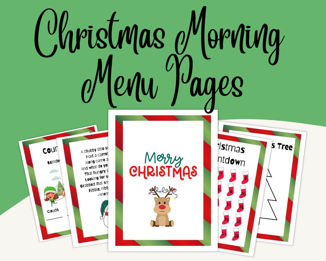 Christmas Morning Menu Pages, Holiday Morning Menu - Etsy