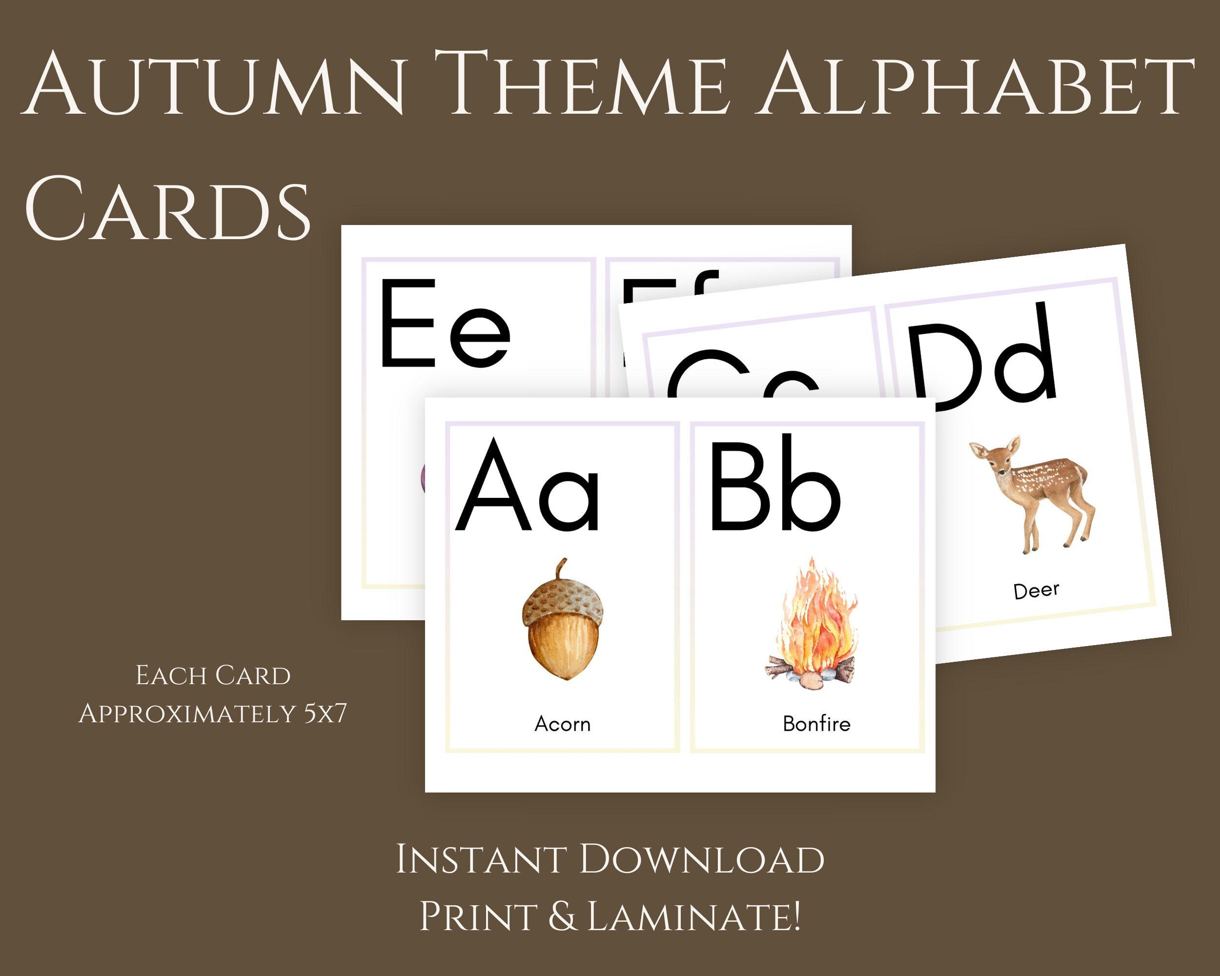 Autumn Theme Alphabet Cards, Autumn Alphabet, Letter Cards - Etsy