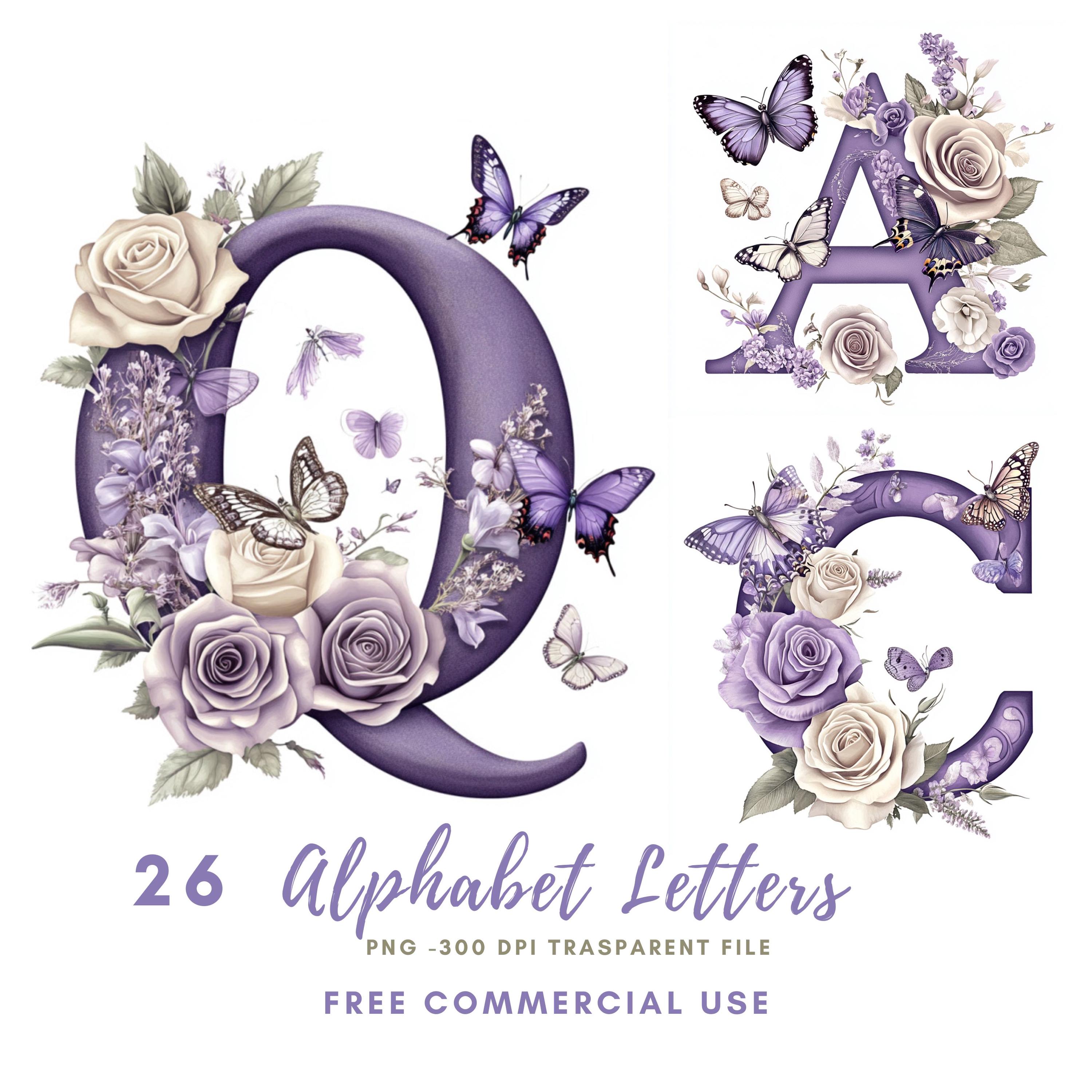 Floral Alphabet Letter A-Z Clipart Bundle 26 High Quality Png ...
