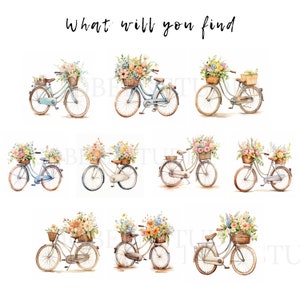 Bike and Flower Clipart Bundle 10 High Quality Png,watercolor Bike ...