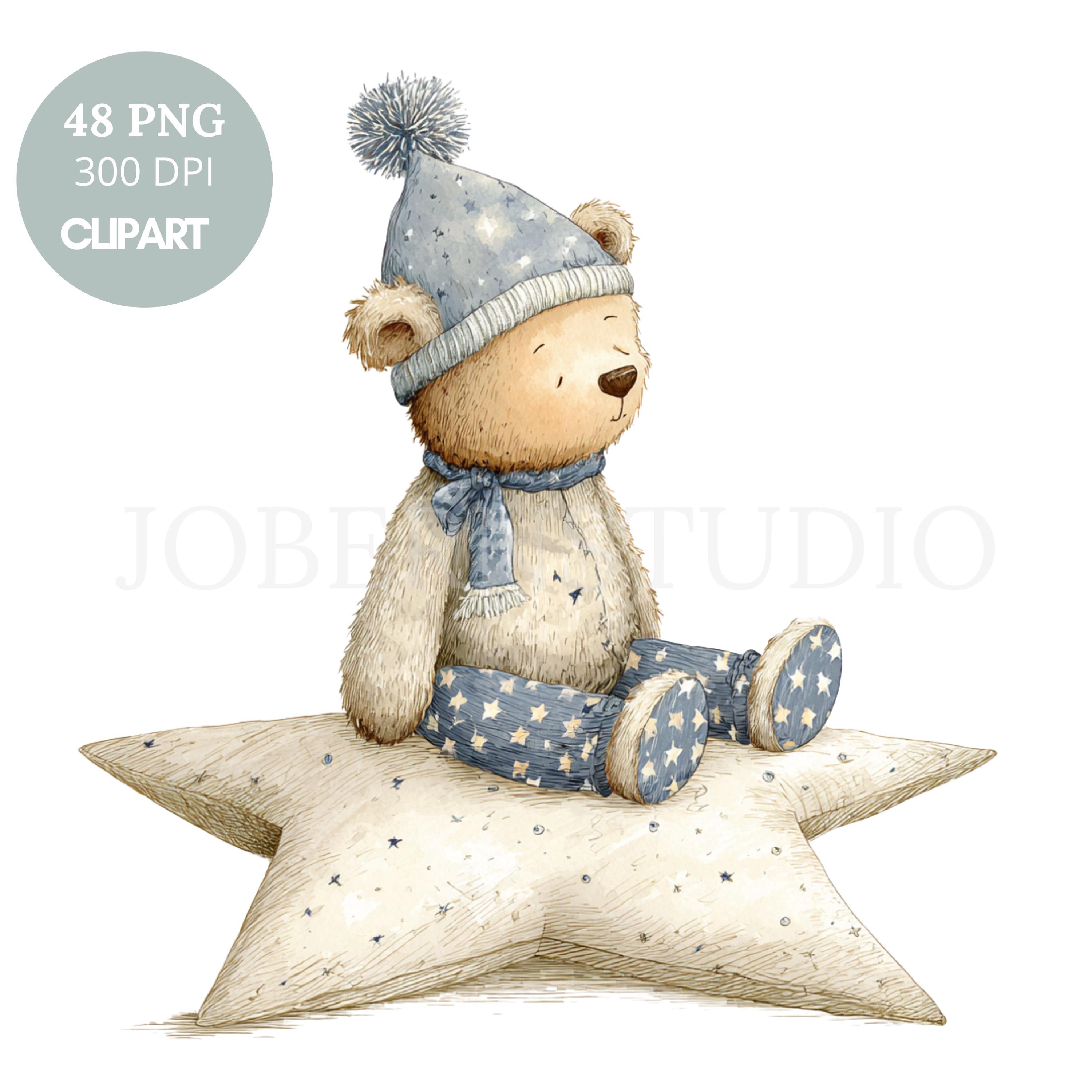 Blue Teddy Bear Nursery Clipart,bundle 48 Png,watercolor It's a Boy ...