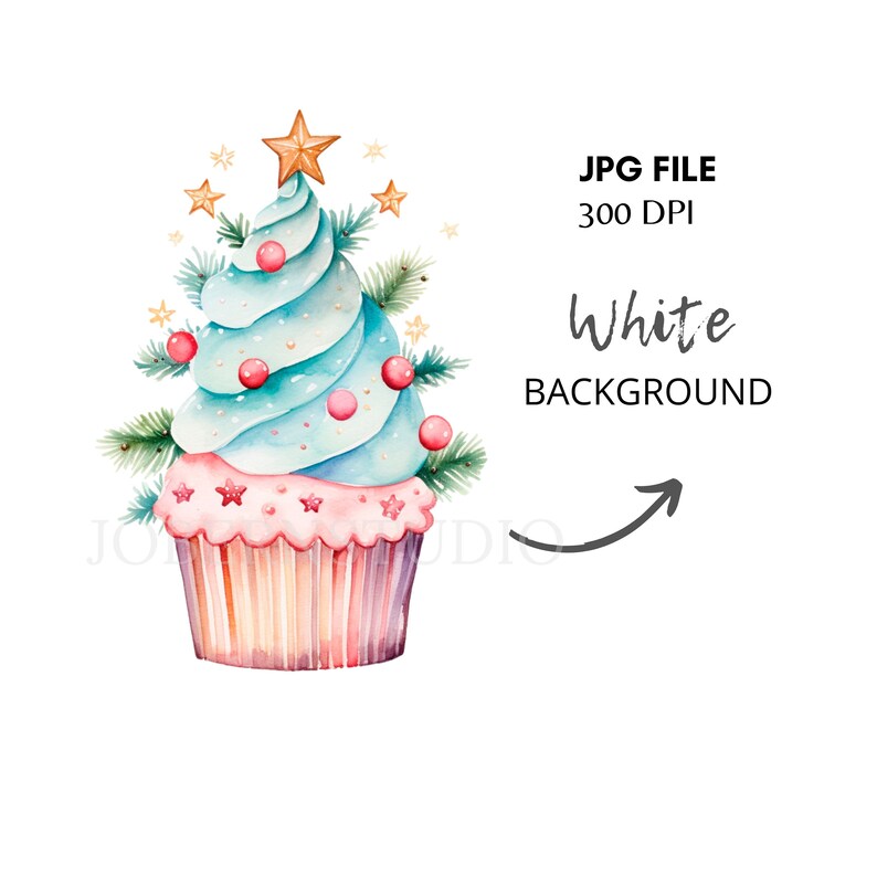 Christmas Tree Cupcake Clipart,bundle 15 High Quality Png,watercolor ...