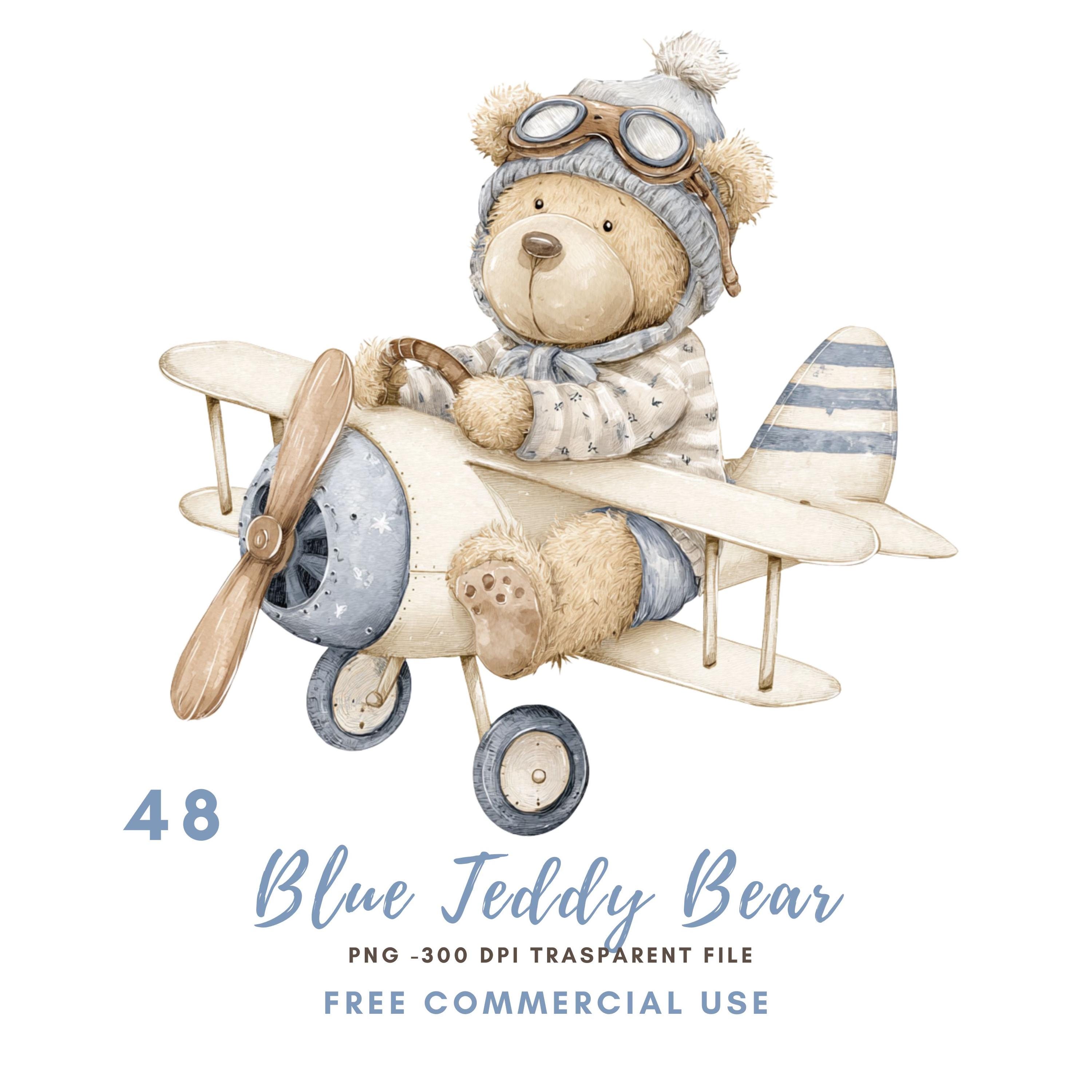 Blue Teddy Bear Nursery Clipart,bundle 48 Png,watercolor It's a Boy ...