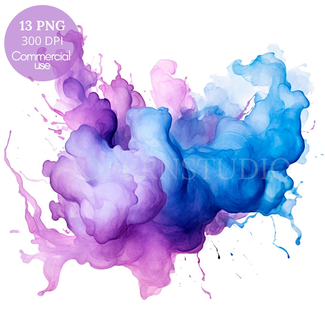 Watercolor Color Splash Clipart,13 Watercolor Graphics Alcohol Ink ...