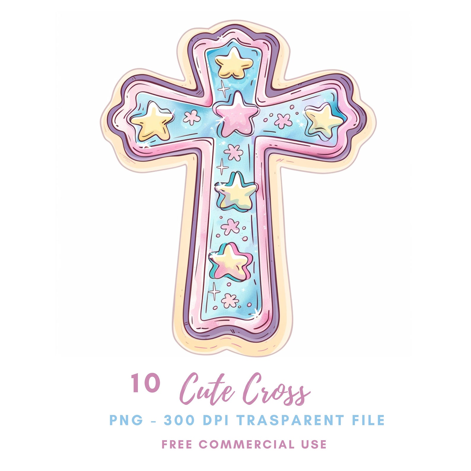 Pink Cross Clipart Bundle 13 High Quality Png,cute Cross Watercolor ...